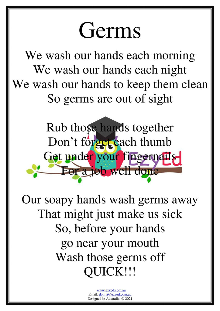 Germs Rhyme Digital Download Poster – EzyEd
