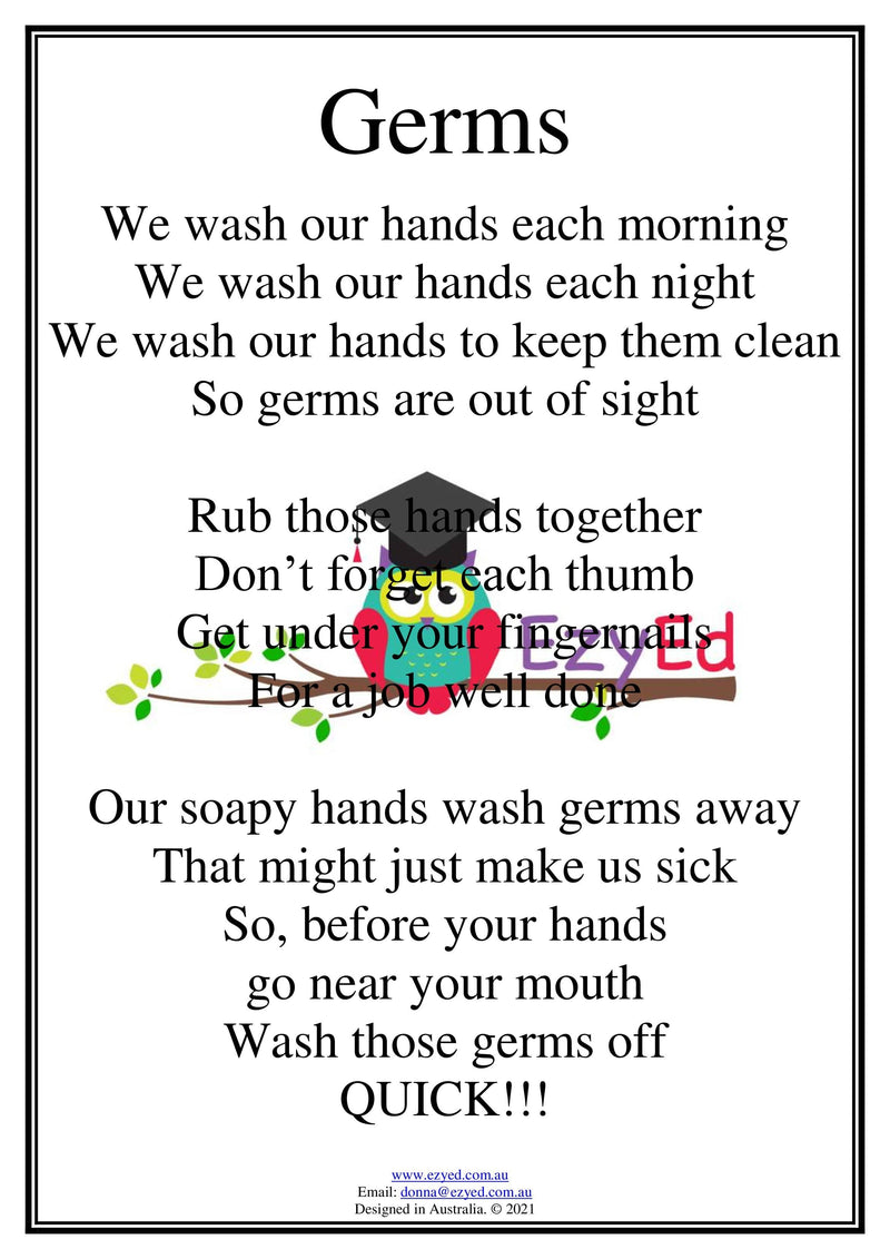 Poems About Germs Keep The Germs Away: Children's Books About Germs